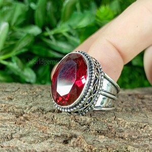 Red Ruby Ring, Oval 925 Sterling Silver, Filigree Design - Etsy