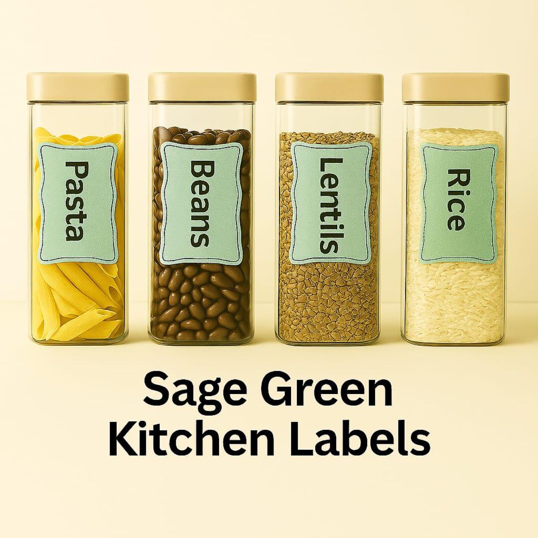 Sage Green Kitchen Labels - Etsy