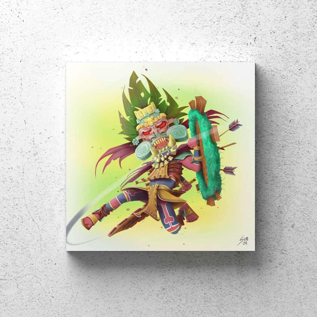 Aztec Warrior / Print on Canvas - Etsy