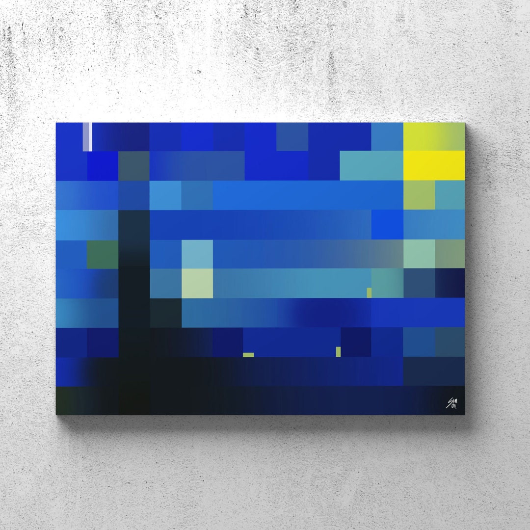Starry Night / Pixel Art / Print on Canvas - Etsy UK
