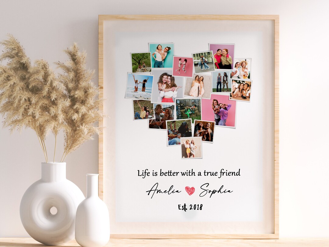 Best Friend Custom Photo Heart Collage Gift, Personalized Gift for Best ...