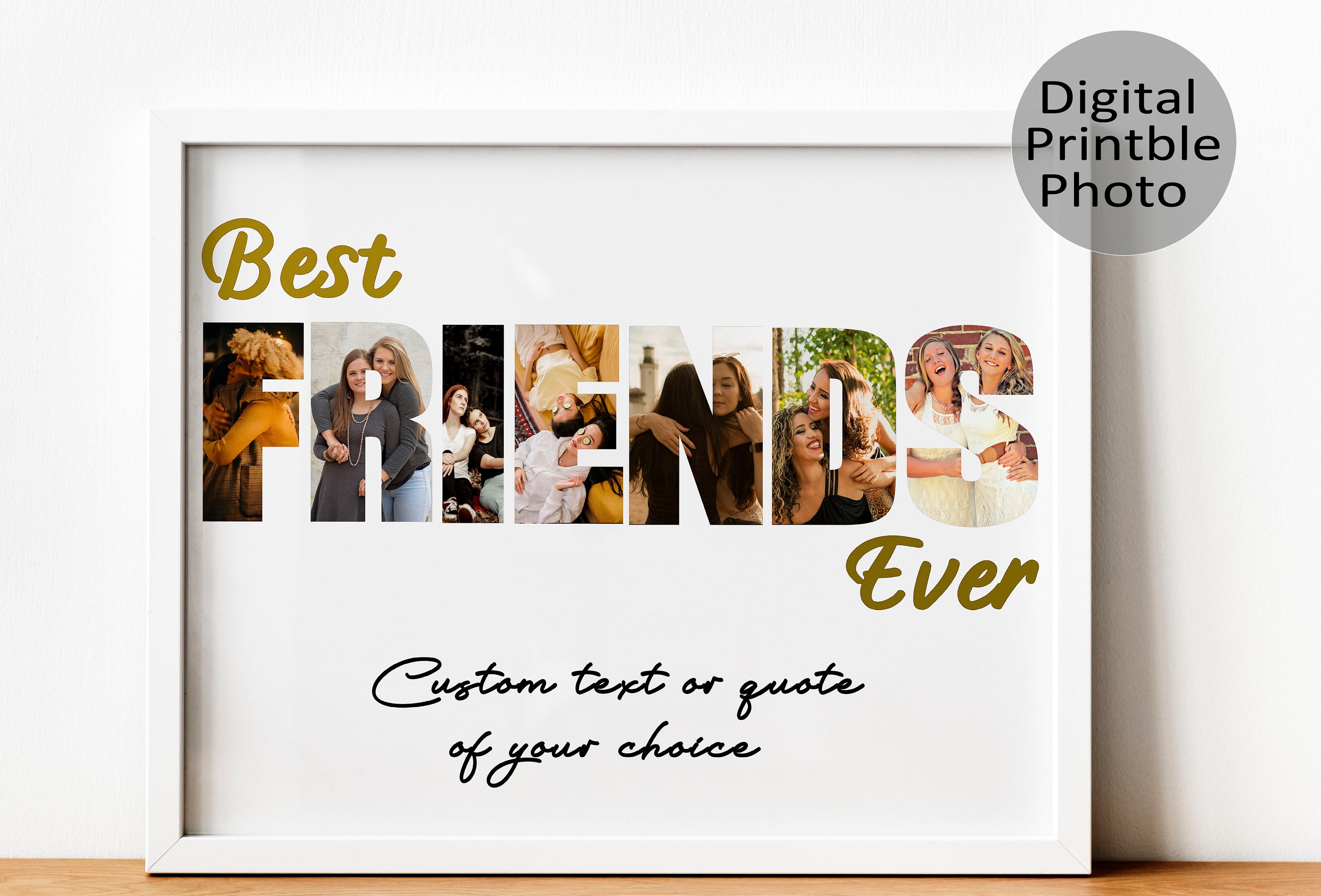 Best Friend Photo Collage, BFF Custom Picture, Personalised Photo ...