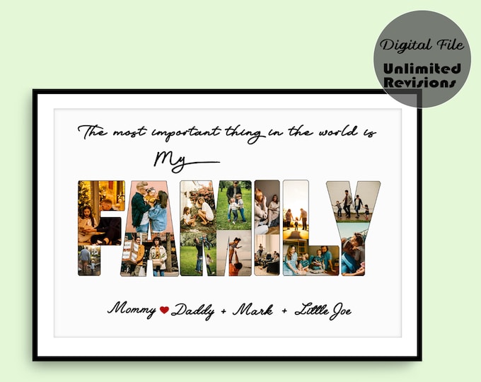 Personalized Family Name Photo Collage Acrylic Block, Family Photo Gift ...