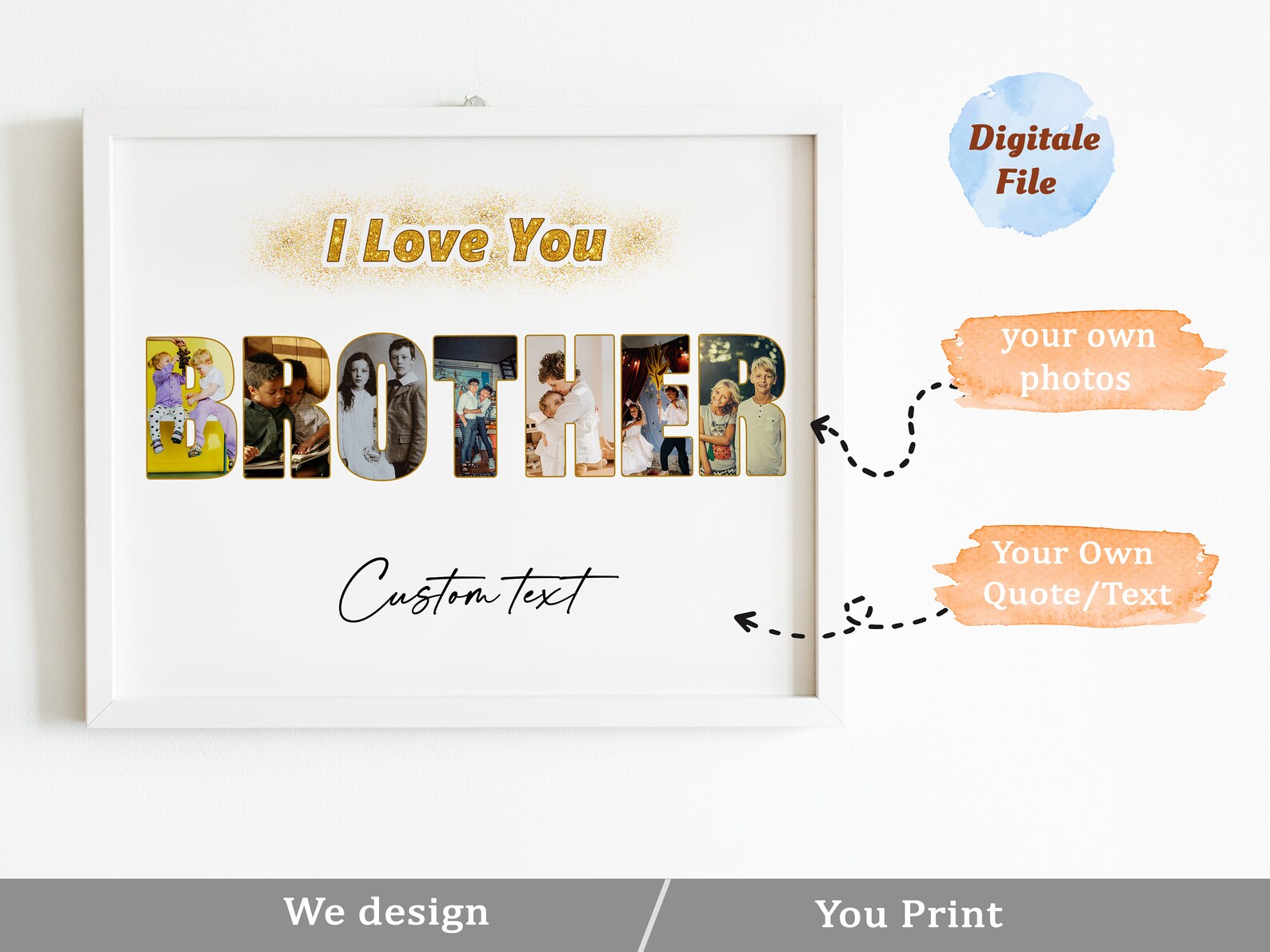 Brother Gift Photo Collage Frame, Big Brother Multi Photo Frame Collage ...