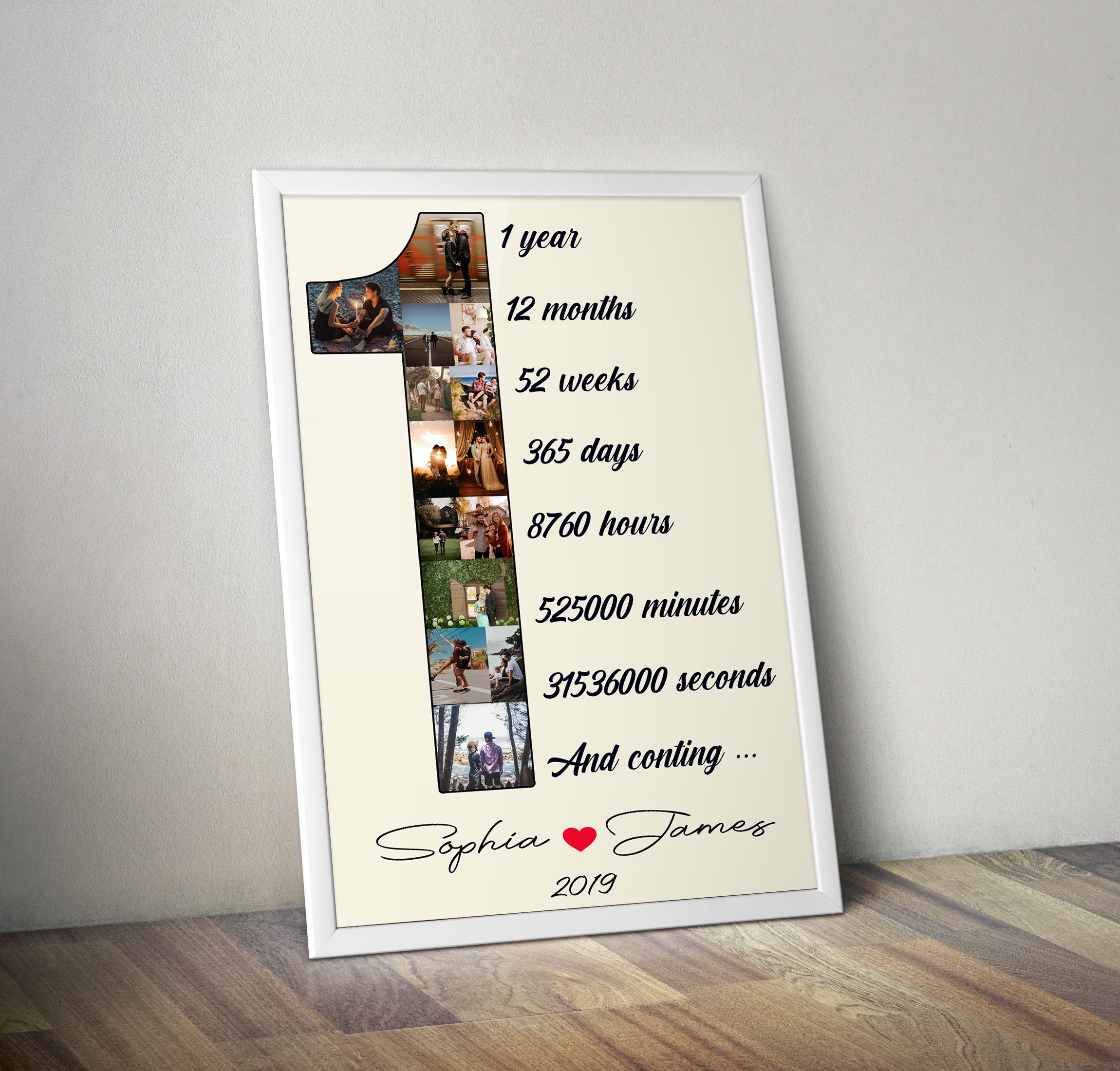 Custom First Year Anniversary Collage Gift, Personalized First ...