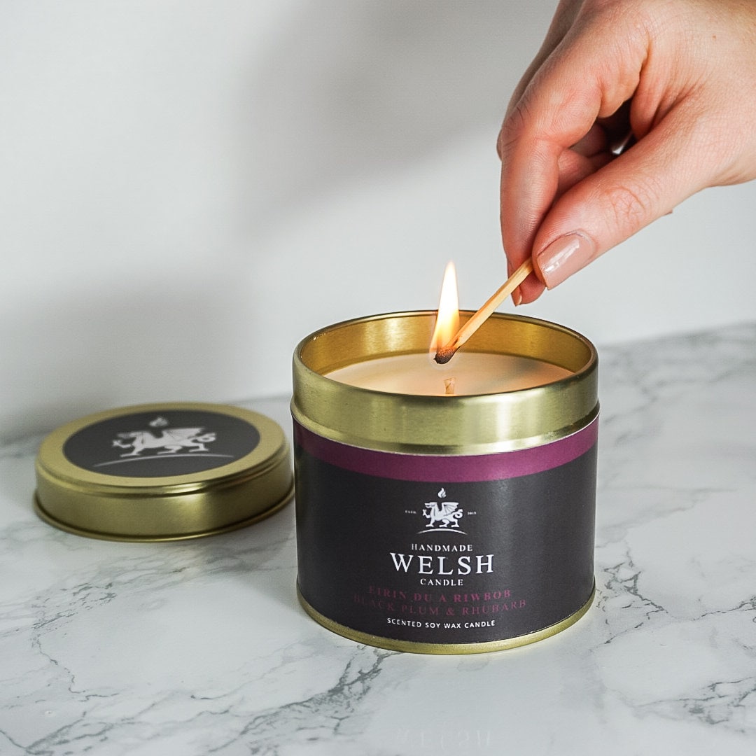 Black Plum & Rhubarb Tin Candle | Handmade Welsh Candle | Handmade in ...