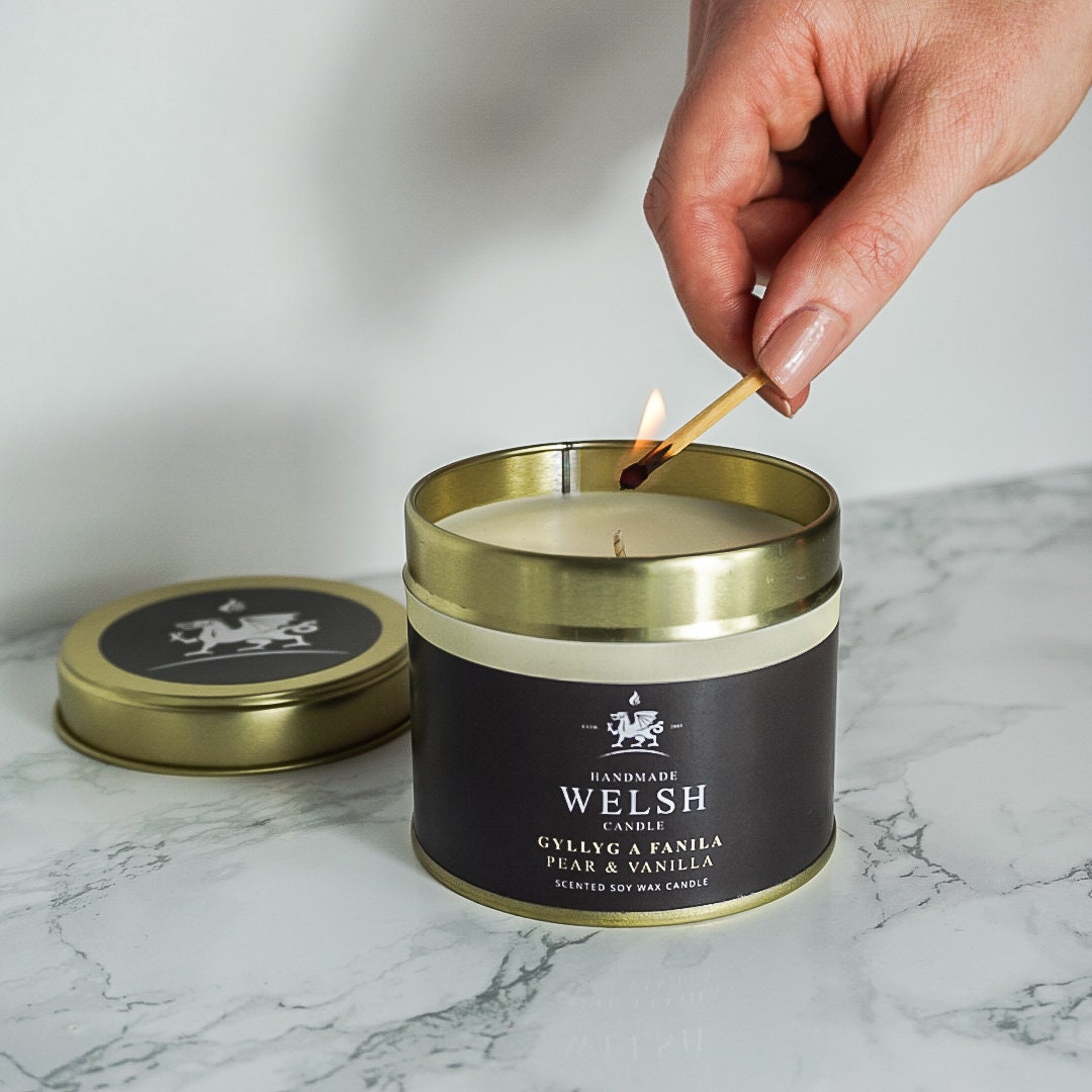 Pear & Vanilla Tin Candle by Handmade Welsh Candle - Etsy