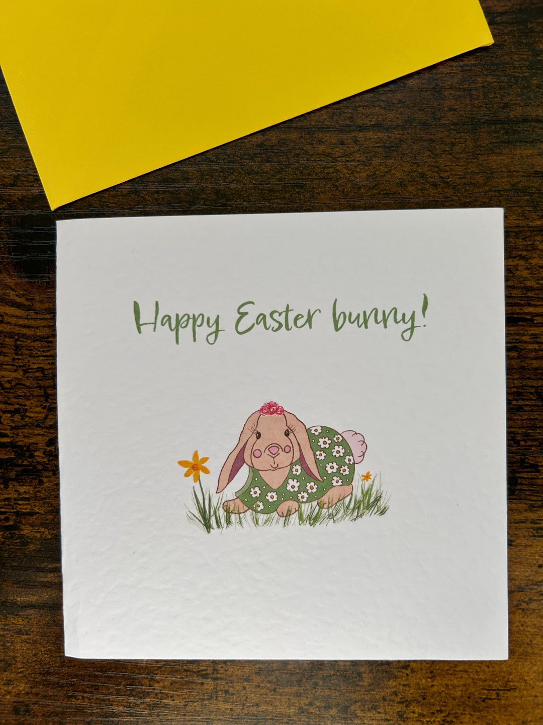 Happy Easter Bunny! Card. Cute Bunny With Daffodils, Taken From an ...