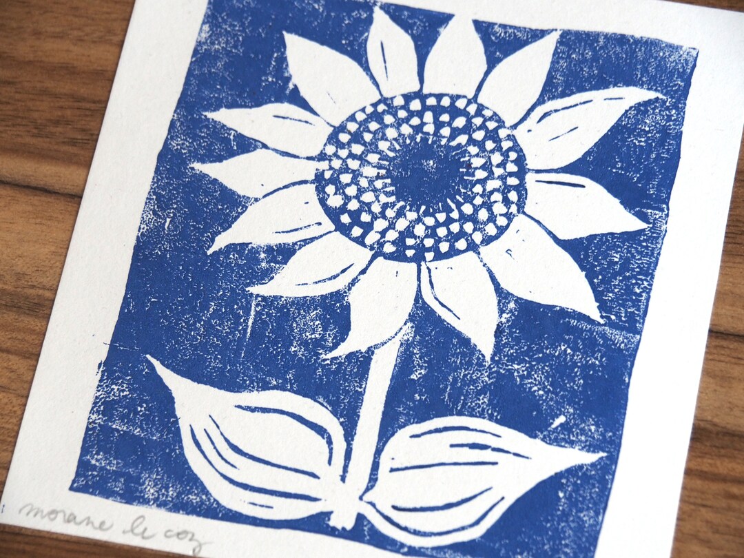 Sunflower, Linocut - Etsy
