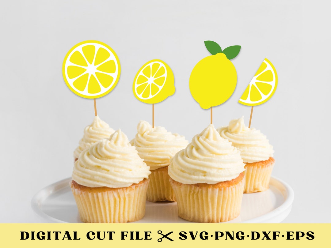 Lemon Cupcake Topper Set, Lemonade Party Decor Supplies, Lemon Wedge ...