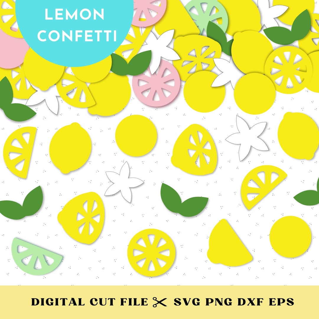 Lemon Citrus Theme Confetti SVG, Pink Lemonade Birthday Party Decor ...