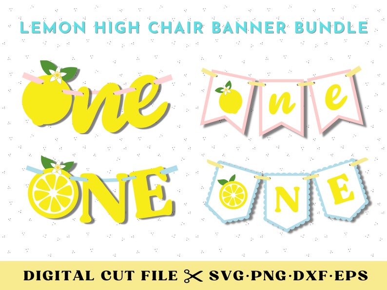 MEGA BUNDLE Lemon Fruit Theme Garland, Lemon Cupcake Topper, Pink ...