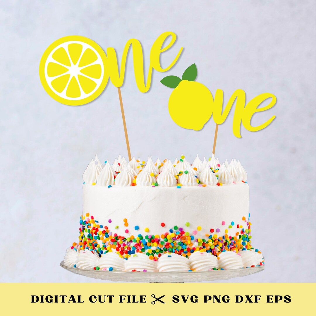 First Birthday Lemon Cake Topper Bundle, One Year Old Lemon Cake Decor ...