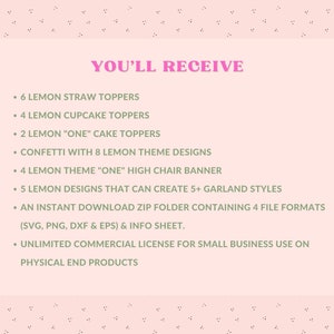 MEGA BUNDLE Lemon Fruit Theme Garland, Lemon Cupcake Topper, Pink ...