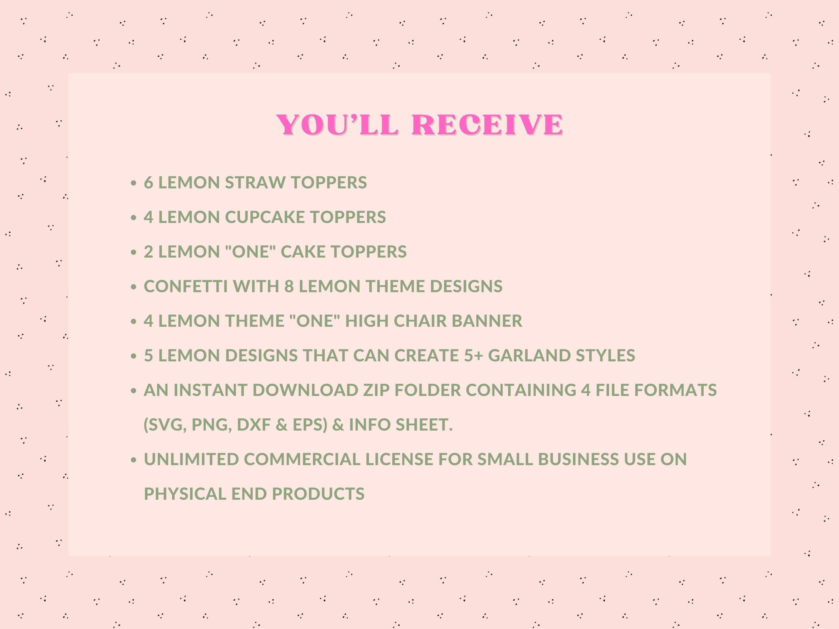 MEGA BUNDLE Lemon Fruit Theme Garland, Lemon Cupcake Topper, Pink ...