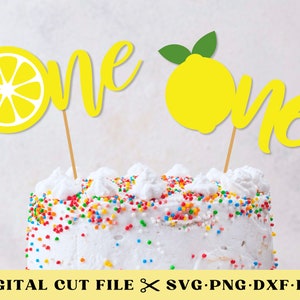 First Birthday Lemon Cake Topper Bundle One Year Old Lemon - Etsy