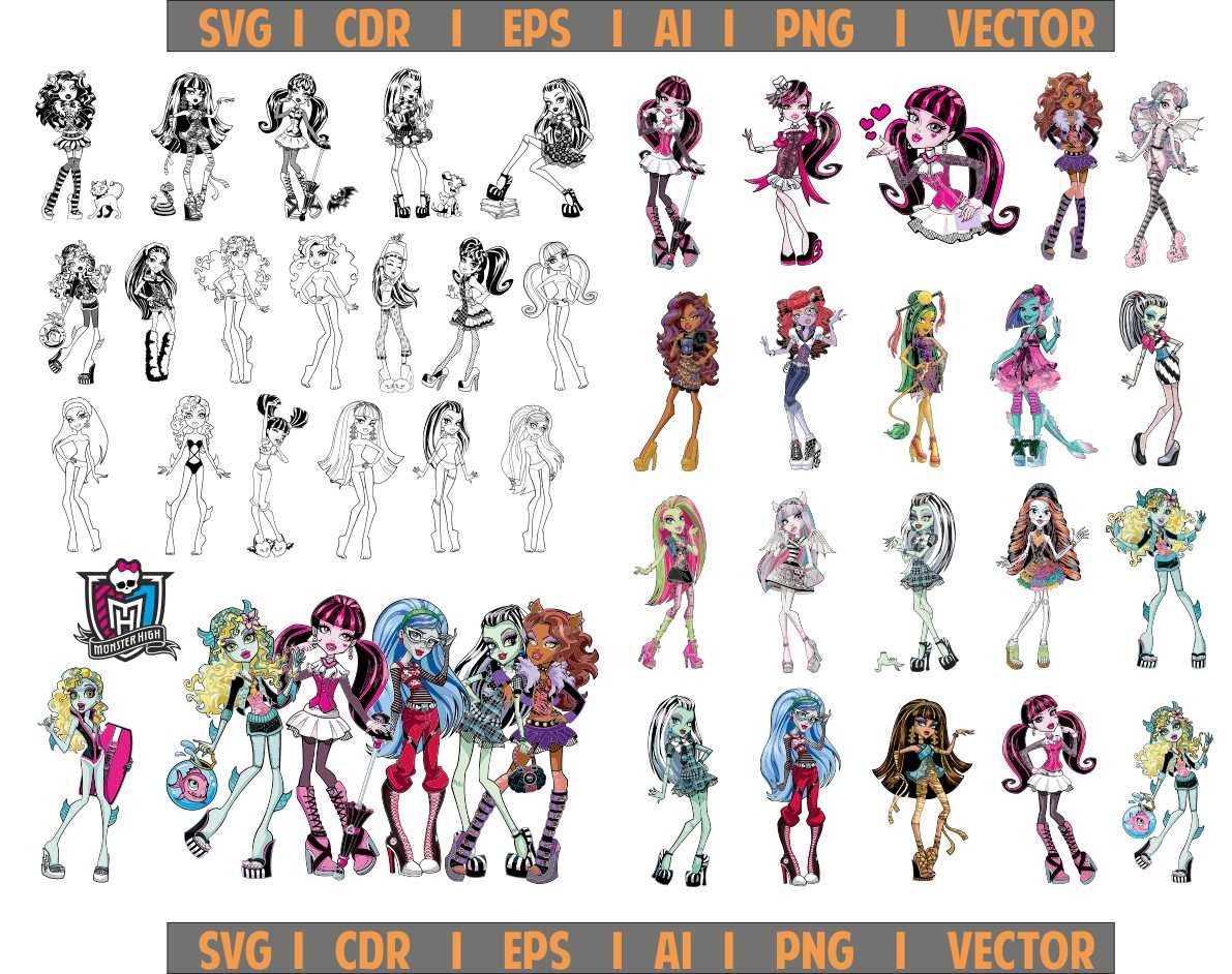 Monster High Svg Bundle Set Svg Design Bundle Cdr Dxf Eps | Etsy