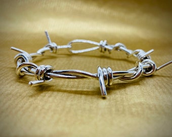 Silver Barb Wire Bangle Etsy