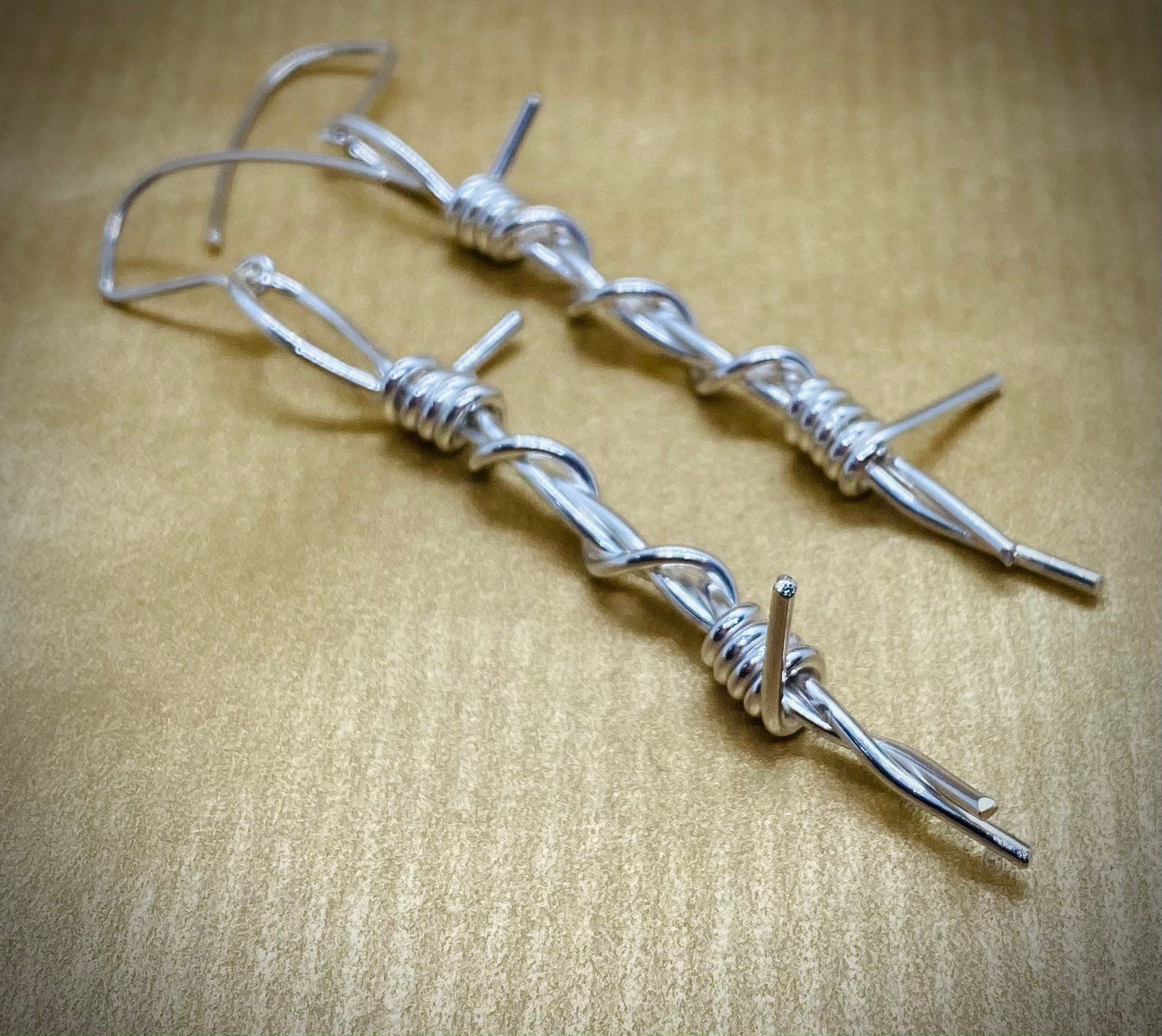 Barb Wire Drop Earrings - Etsy UK