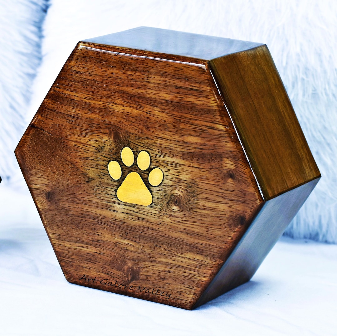 Handmade Wooden Pet Cremation Urn: Paw Print Keepsake Box - Etsy