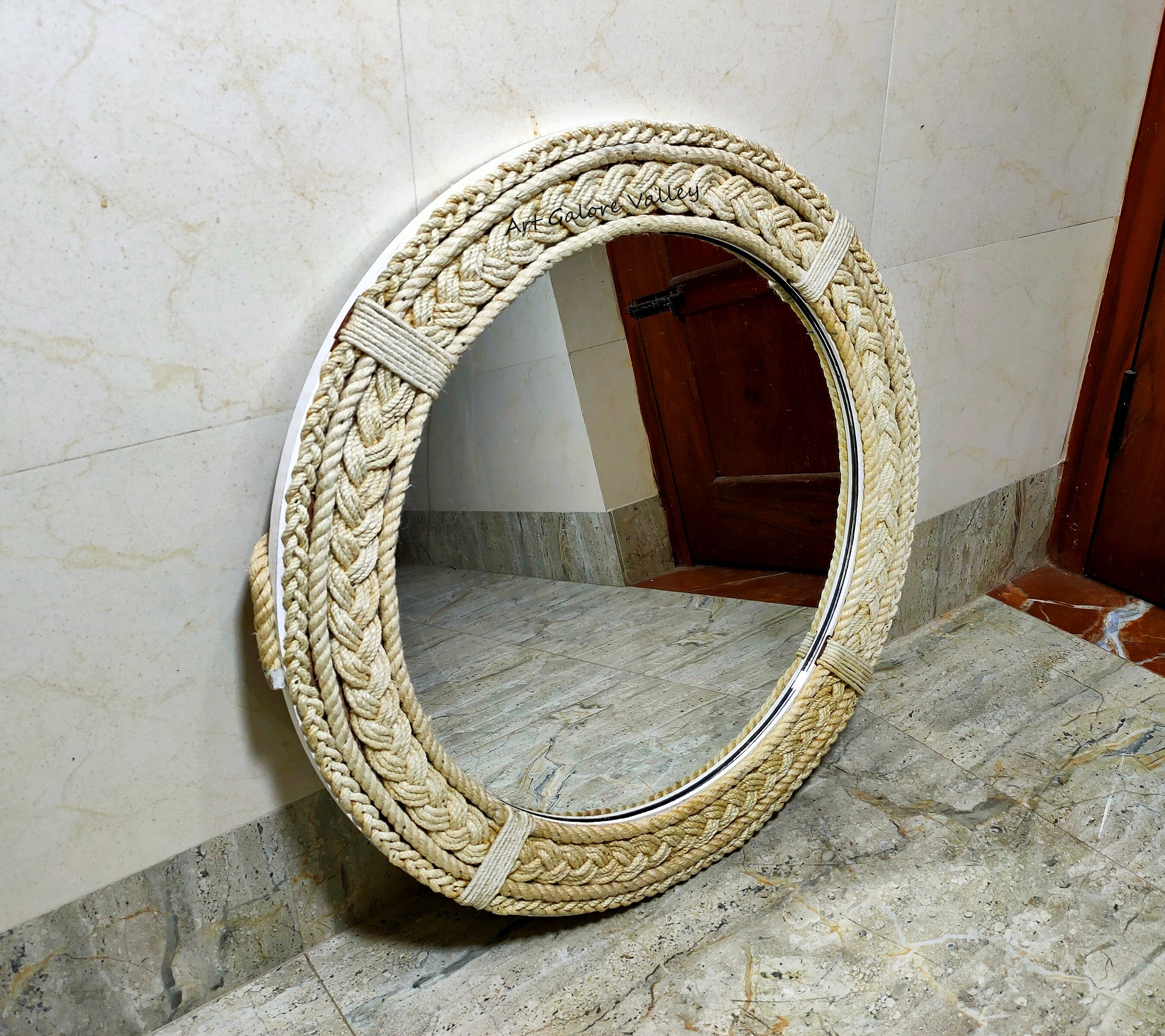 Round Wall Mounted White Rope Mirror Coastal themed Bathroom | Etsy