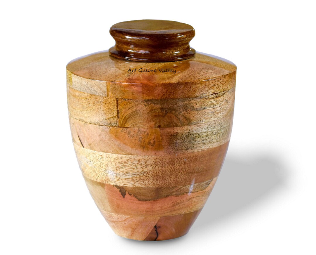 Handmade Mango Wood Cremation Urn: Keepsake Funeral Jar for Ashes - Etsy