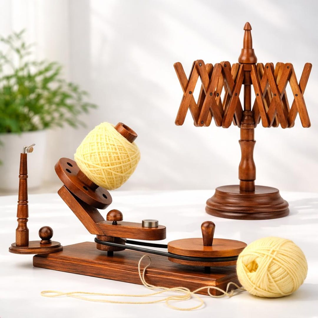Sheesham Wood Yarn Winder & Swift Set With Crochet Hooks - Etsy