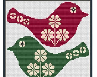 Birds Cross Stitch Pattern, Birds Silhouette, Cross Stitch, Needlepoint ...