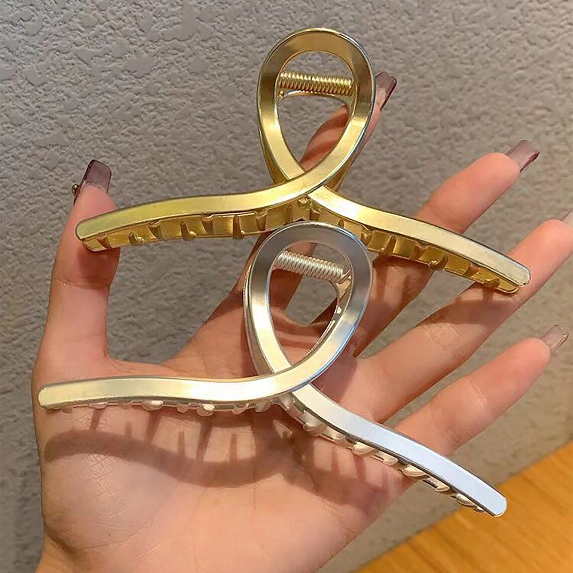 Elegant Large Hair Claw Clips Elegant Golden Hair Claws | Etsy