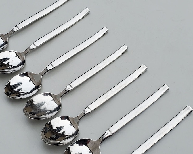 Paul Wirths 18/10 Stainless Bali Pattern - Set of 7 Cocktail Spoons - Glossy Finish - 5.375 ...