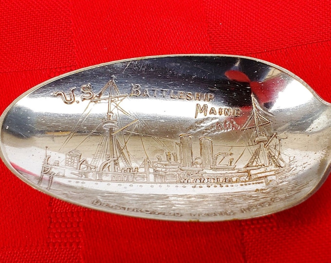 U S Battleship Maine Commemorative Novelty Spoon - Captain Sigsbee ...