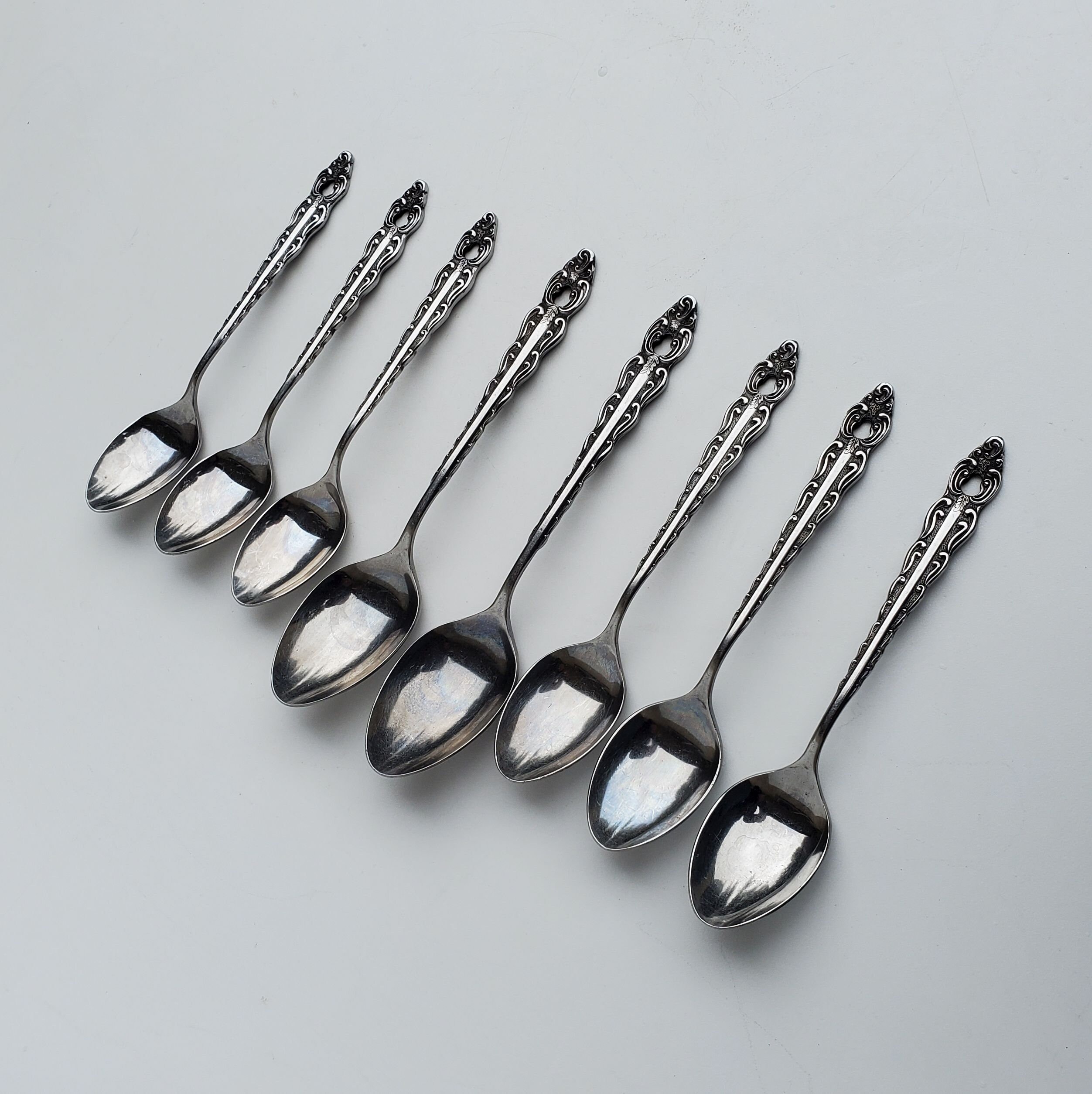 National Stainless Elysian Pattern Set of 8 Spoons 2 Soup Spoons 6 ...