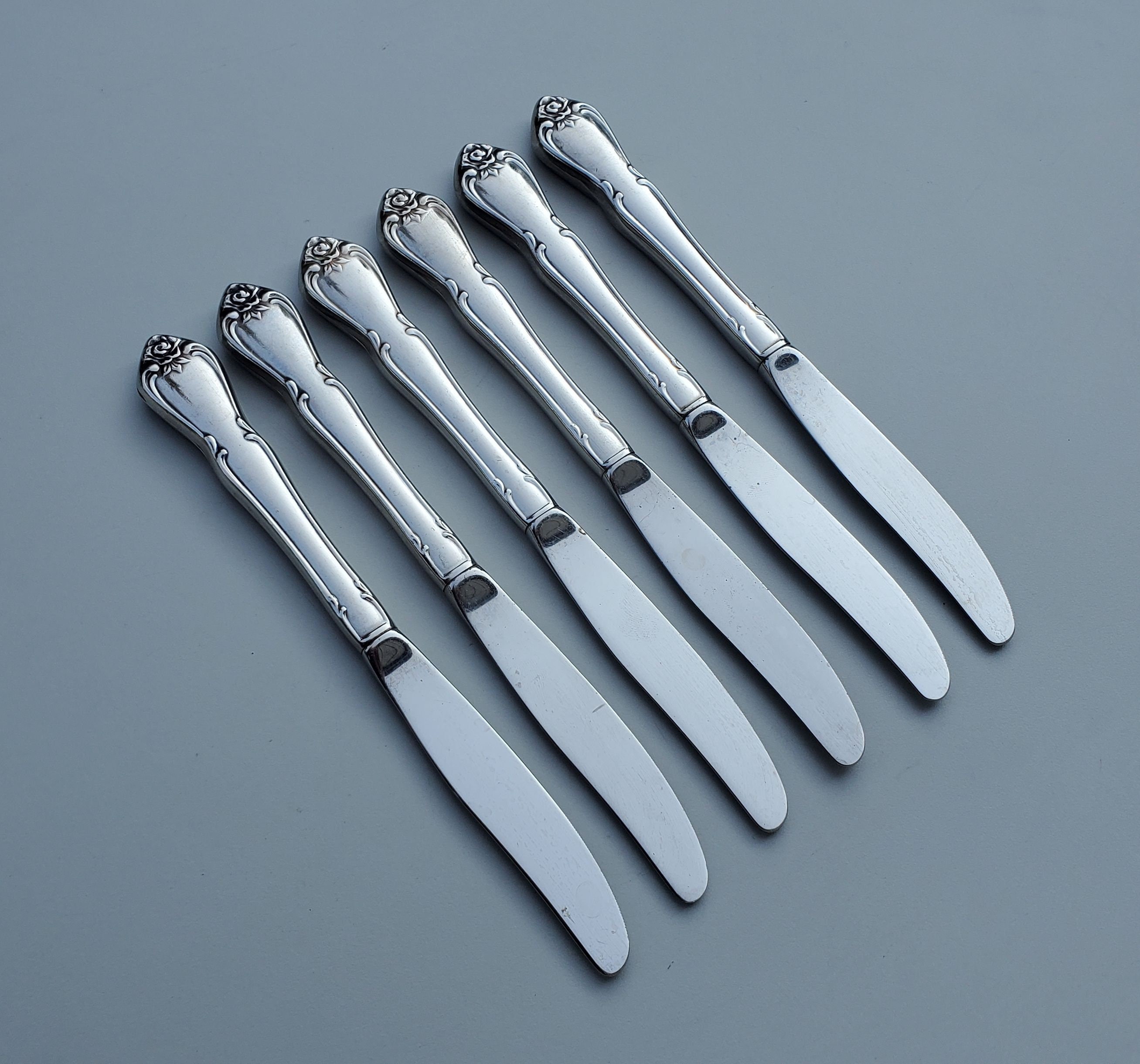 Oneida Ltd 1881 Wm Rogers Stainless Arbor Rose Pattern Set of 6 Dinner ...