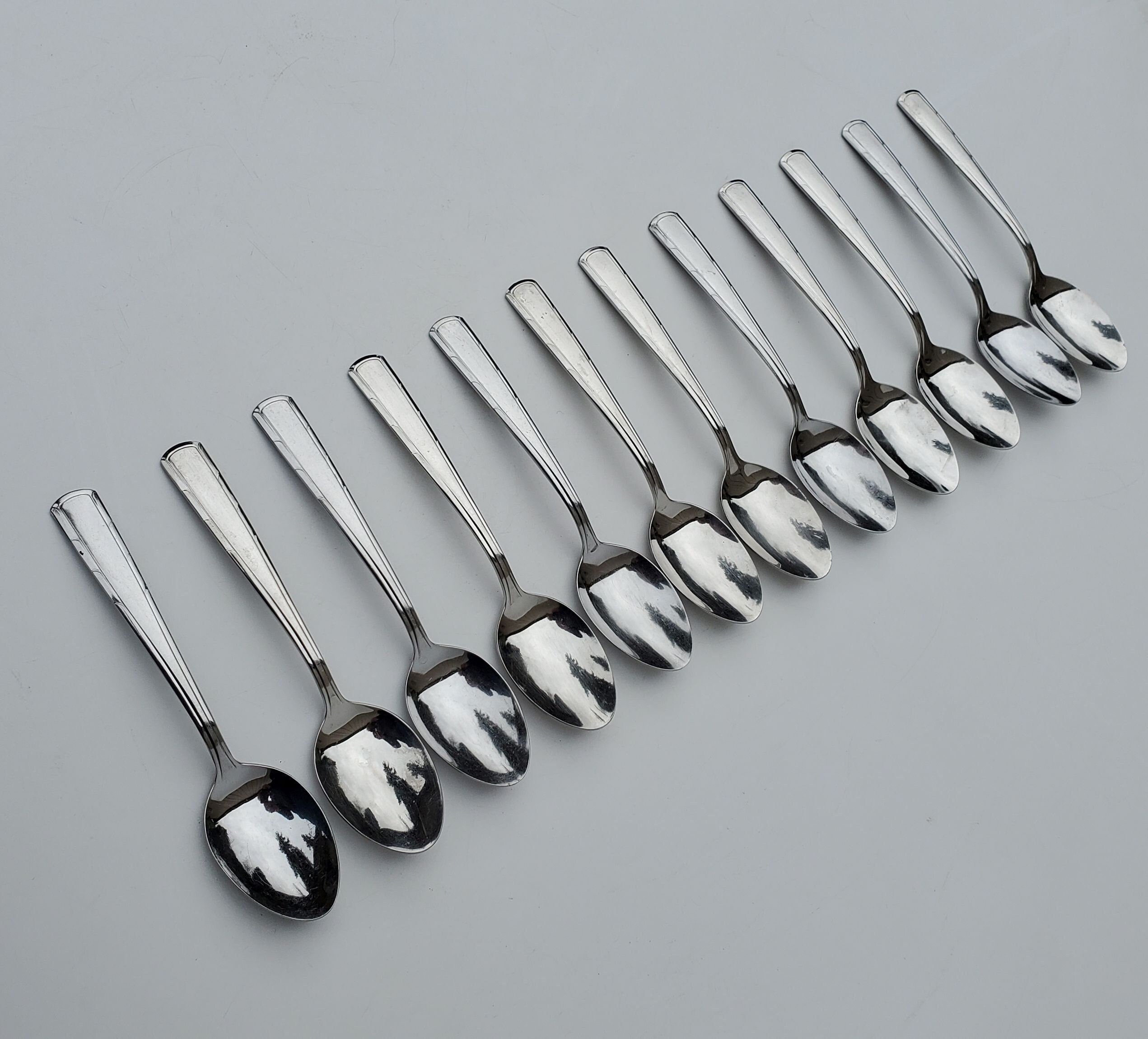 Imperial Stainless IMI 3 Pattern Set of 12 Teaspoons Glossy 6 Square ...