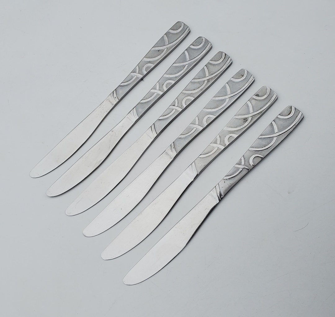 Cambridge Conquest Stainless Flatware - Set of 6 Dinner Knives - Satin ...