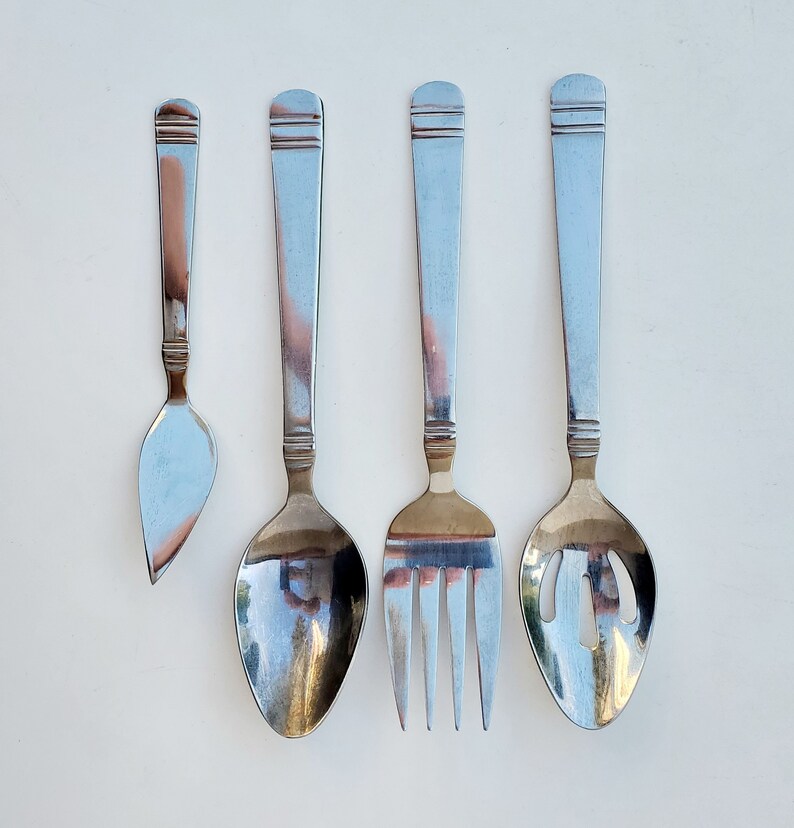 JC Penney Stainless JPF10 Pattern - Set of 4 Serving Pieces - 1 Large ...
