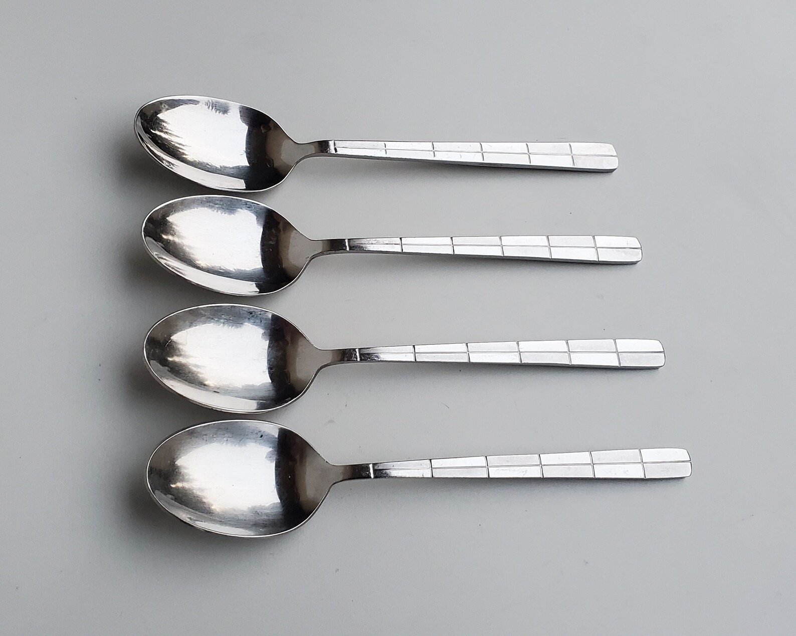 Cambridge 18/0 Stainless Landscape Pattern Set of 4 Soup Spoons Satin ...