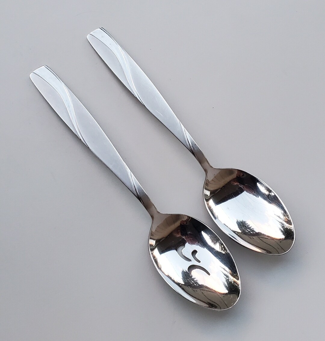 Oneida Stainless Silva Pattern - Set of 2 Serving Spoons - Frosted ...