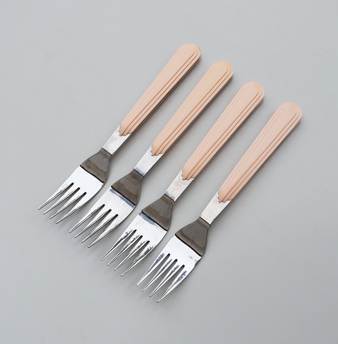 Jazz Stainless - Set of 4 Dinner Forks - Art Deco Plastic Handle Design ...