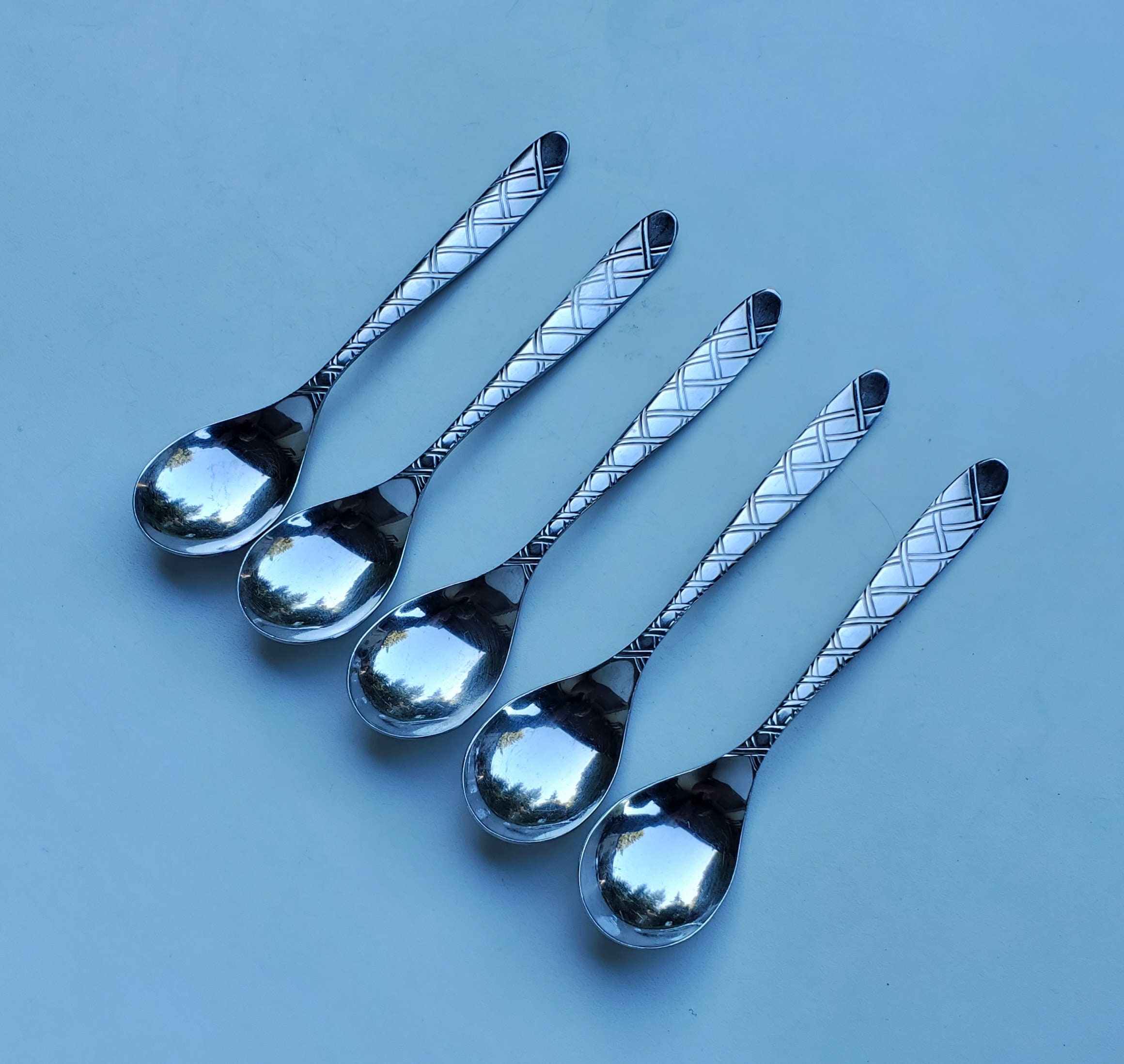 Cambridge Stainless Jasmine Sand Pattern Set of 5 Teaspoons - Etsy