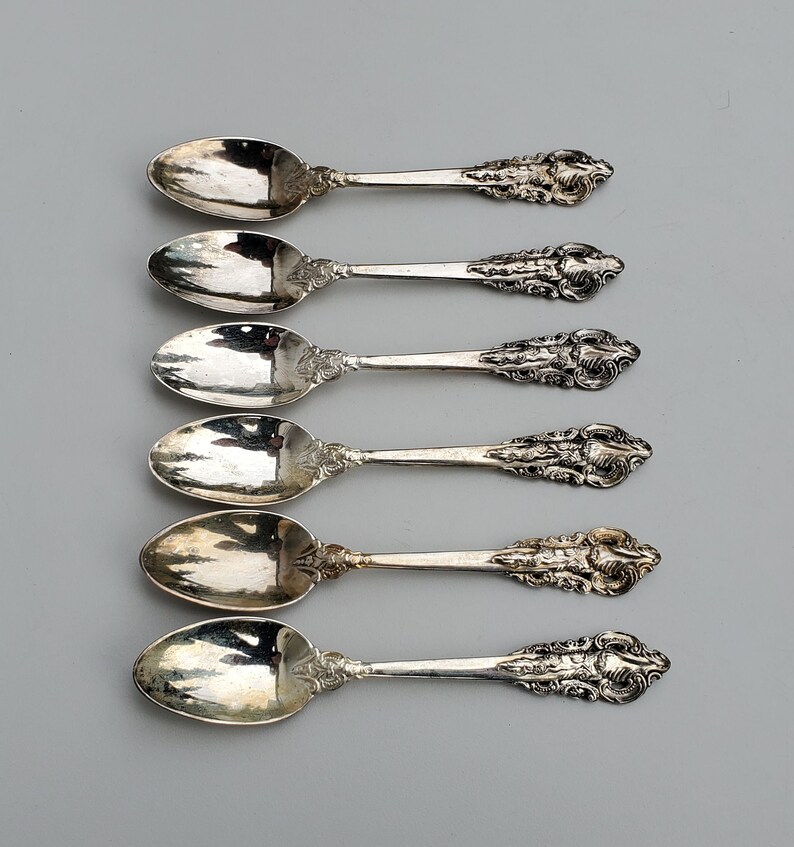 Godinger Silverplate Baroque Pattern Set of 6 Teaspoons Ornate Handle ...