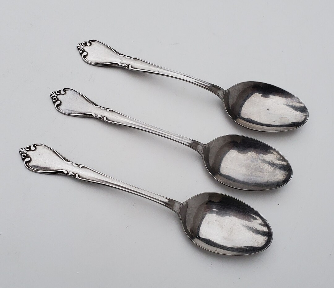 AMC Creon Pattern Stainless Flatware Set of 3 Soup Spoons - Glossy ...