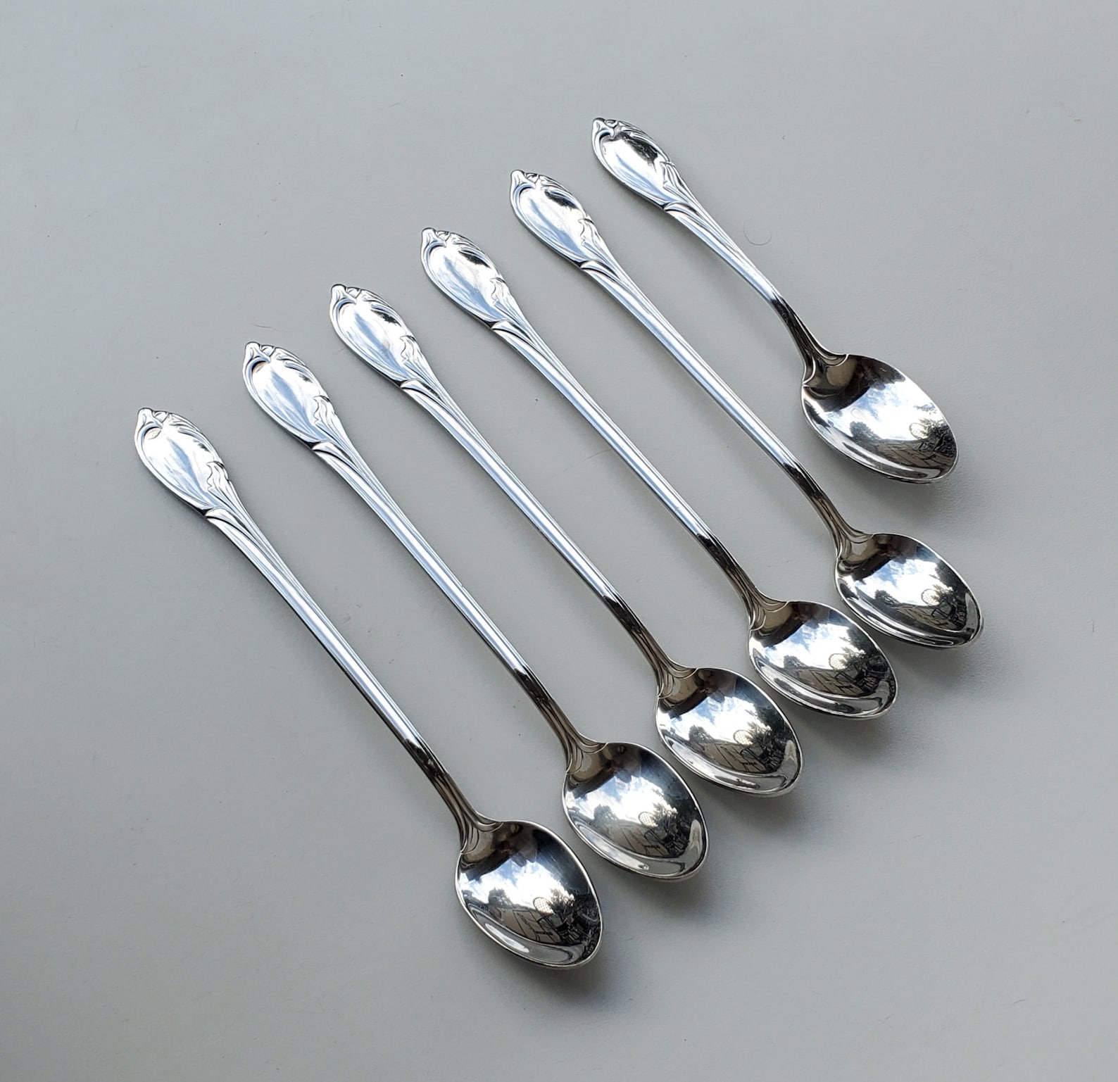 Gibson 18/0 Stainless Set of 5 Iced Tea Spoons + 1 Teaspoon - Glossy ...