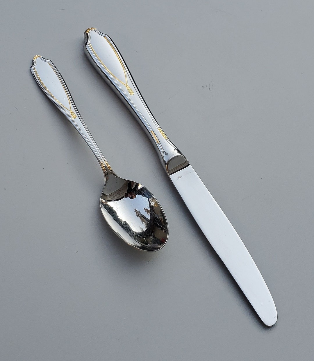 Yamazaki Stainless Victoria Gold Pattern - Set of 2 Pieces - 1 Teaspoon ...