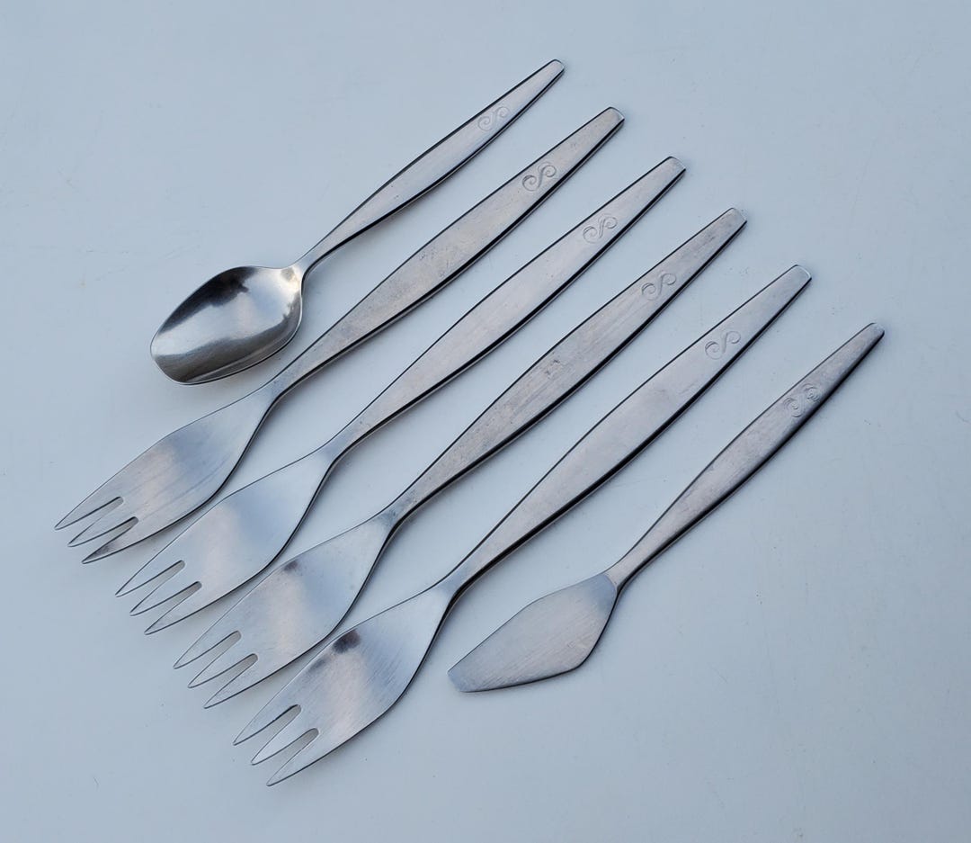 Gense Focus Stainless Flatware Set: MCM Dinner Forks, Sugar Spoon ...
