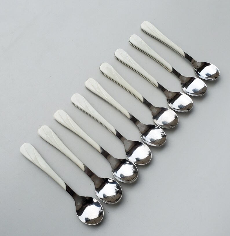 Fiesta Ware White Swirl Design Flatware - Set of 9 Teaspoons - MCM ...