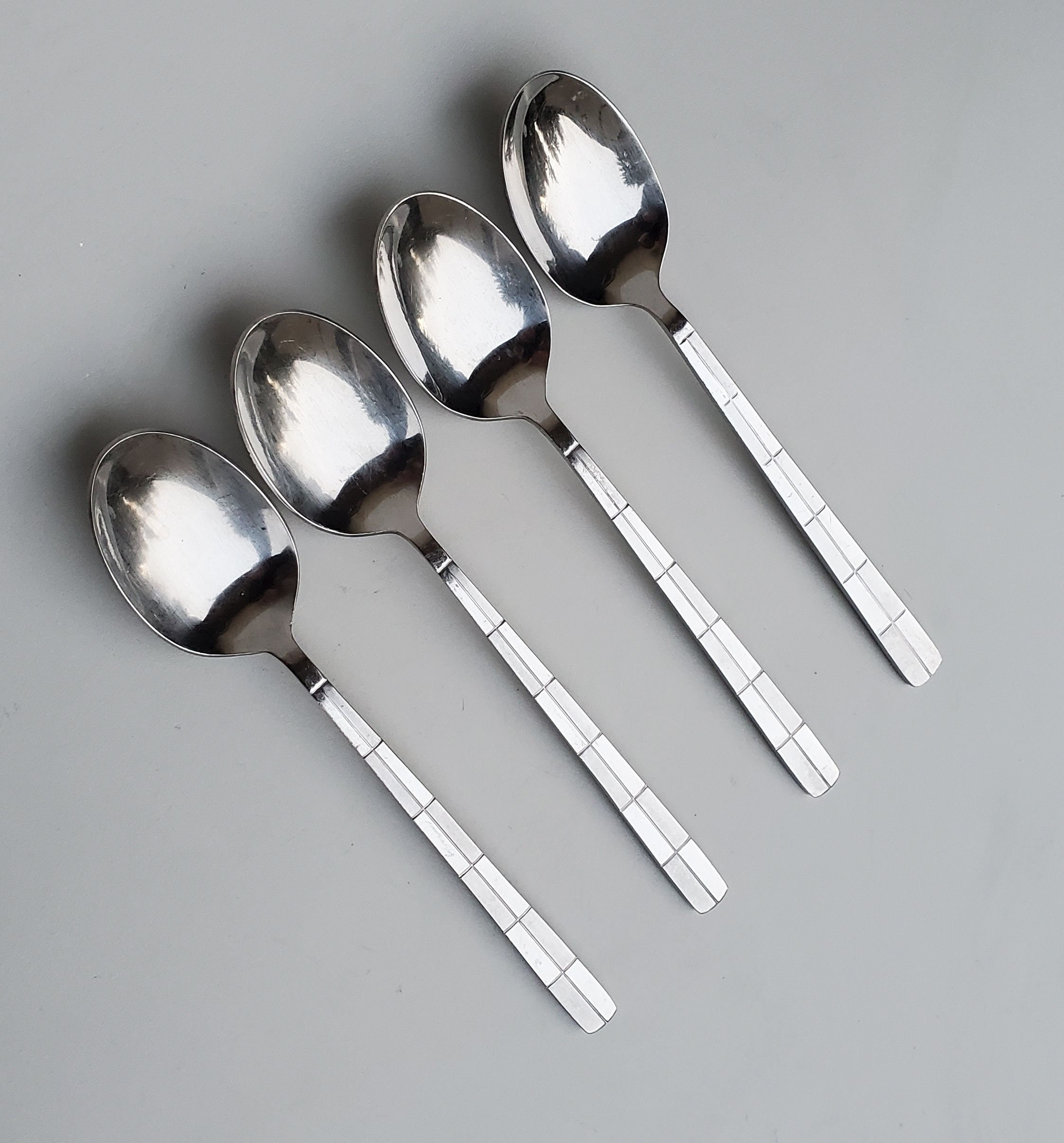 Cambridge 18/0 Stainless Landscape Pattern Set of 4 Soup Spoons Satin ...