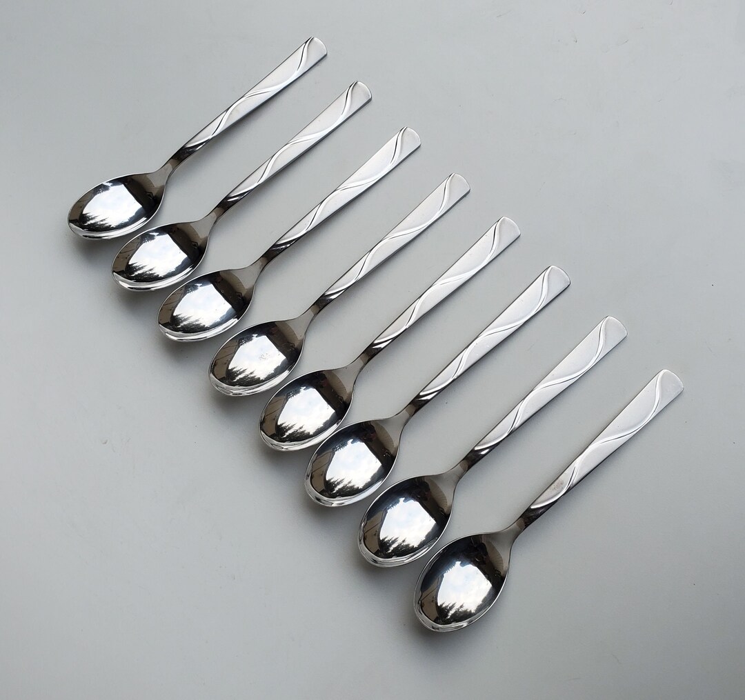 Cambridge Stainless Boa Frost Pattern - Set of 8 Soup Spoons - Frosted ...