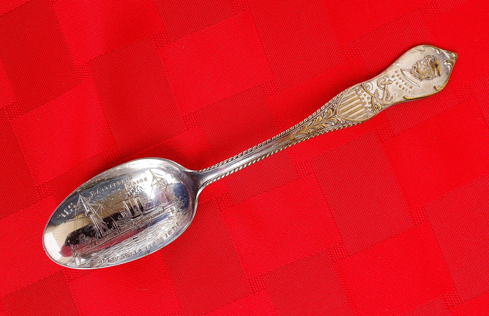 U S Battleship Maine Commemorative Novelty Spoon Captain Sigsbee ...