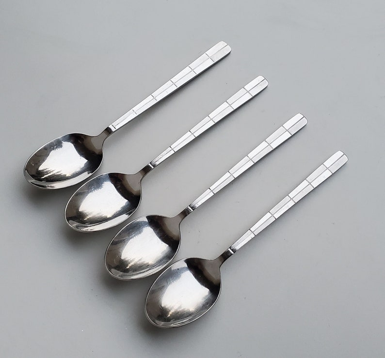 Cambridge 18/0 Stainless Landscape Pattern Set of 4 Soup Spoons Satin ...